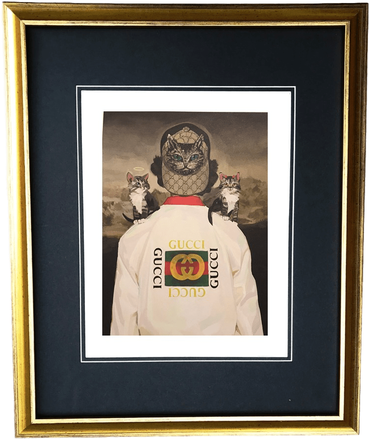 Download Vintage Gold Frame Gucci Kitten Angel Cat Devil Hat - Gucci ...