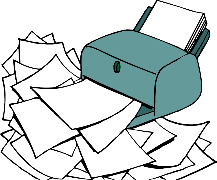 Picture Of Printer Spewing Out Paper - Cartoon Printer With Paper ...