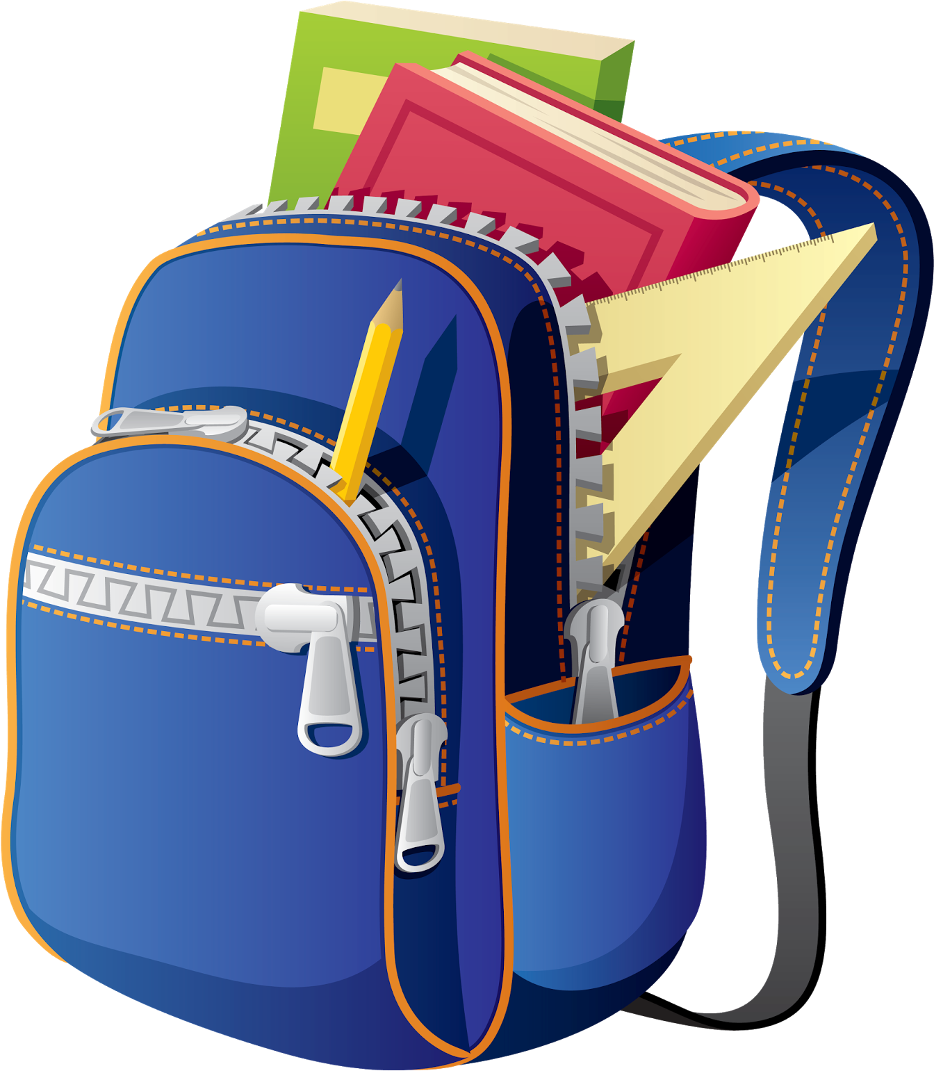 Backpack School Bag Clip Art - Backpack With School Supplies Clipart ...