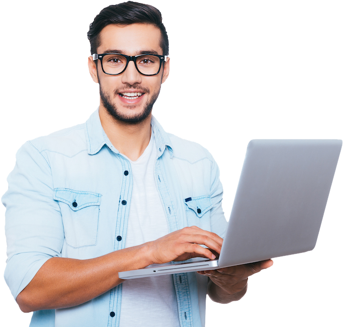 Download Iphone - Indian Man Holding Laptop PNG Image with No ...