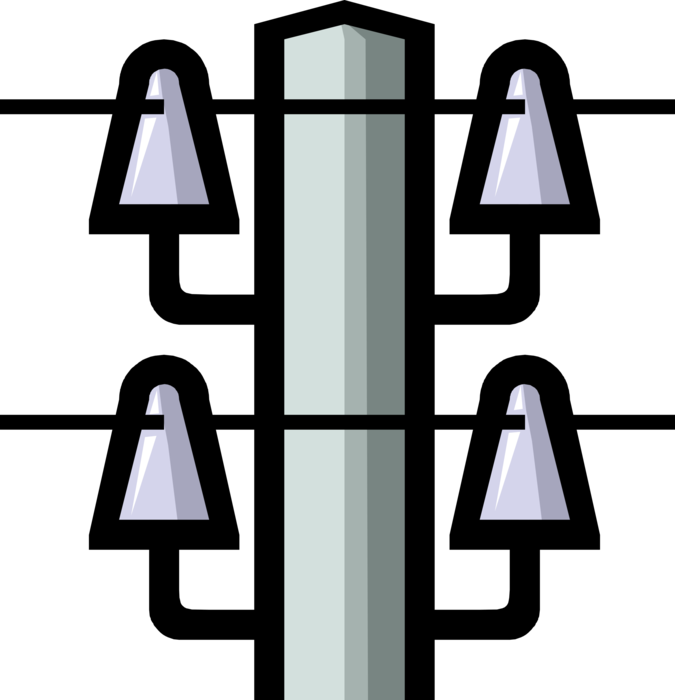 Vector Illustration Of Transmission Towers Carry Electrical - Cables ...