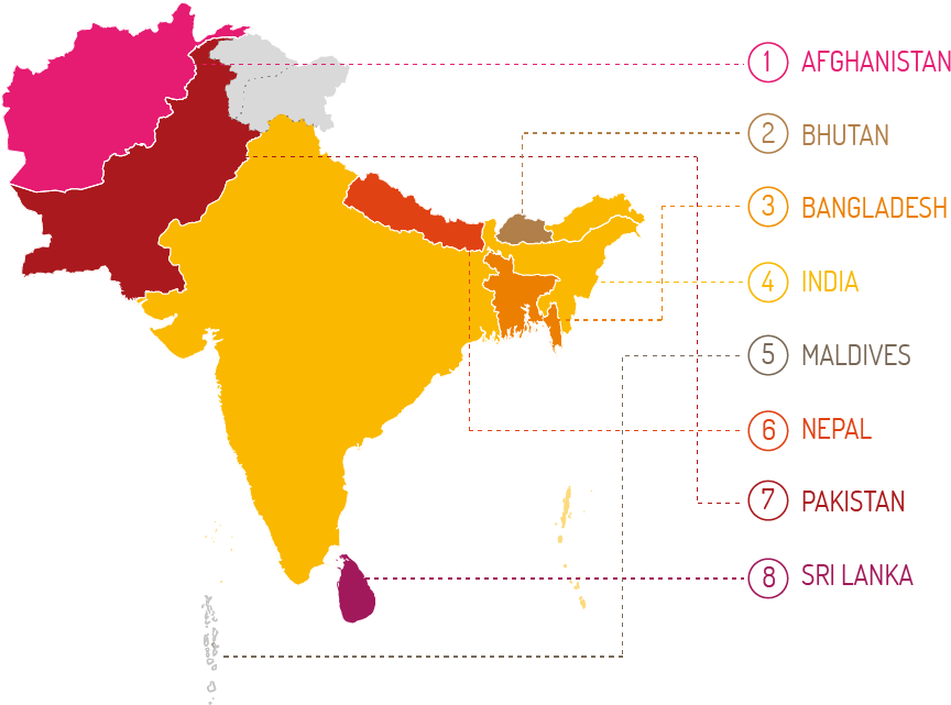 Map Of South Asia - South Asian Countries Png - Free Transparent PNG ...