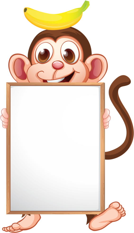 Frames Clipart Monkey - Cartoon Animals With Board - Free Transparent ...