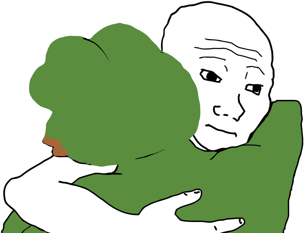 Download Meme Stick Together Like Glue, Like Wojak And Pepe - Pepe Back ...