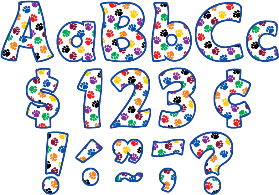 Tcr5348 Colorful Paw Prints Funtastic 4" Letters Combo - Teacher ...