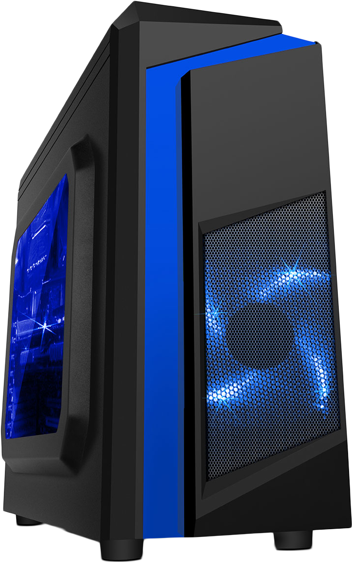 F3 Black Micro-atx Case With 12cm Blue Led Fan & Blue - Blue Led Pc ...