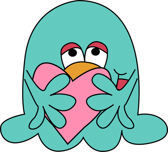 Slimy Monster Hugging A Heart - Monsters With Hearts Clipart - Free ...