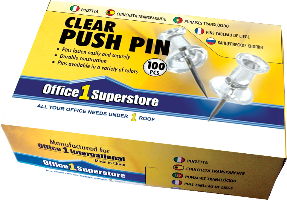 Download O1s Clear Push Pin 100pcs/box - Office 1 Superstore PNG Image ...
