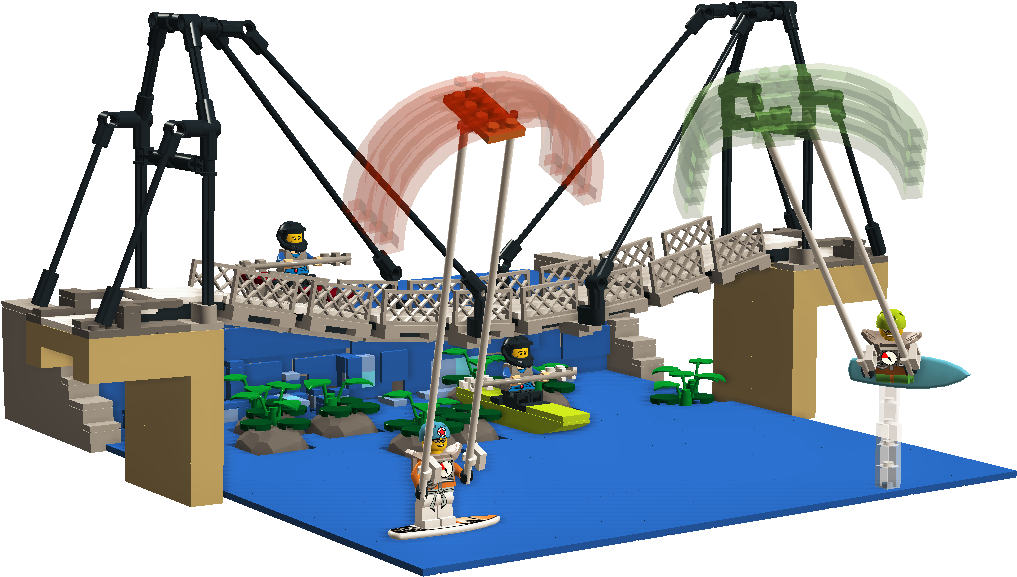 Download A Suspension Bridge, Kite Surfing, Kayaking - Kitesurf Lego ...