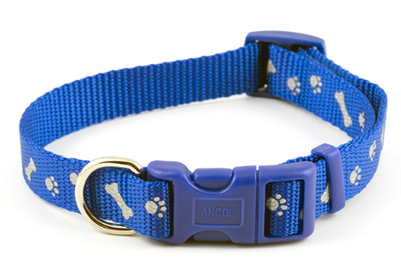 Download Ancol Blue Reflective Paw & Bone Collar - Blue Dog Collar With ...