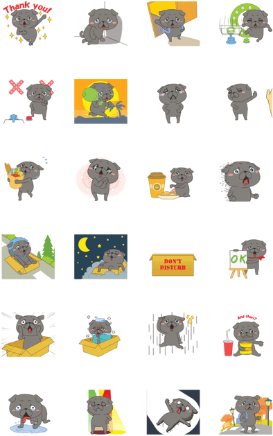 Download Black Pug Animated - Cartoon PNG Image with No Background ...