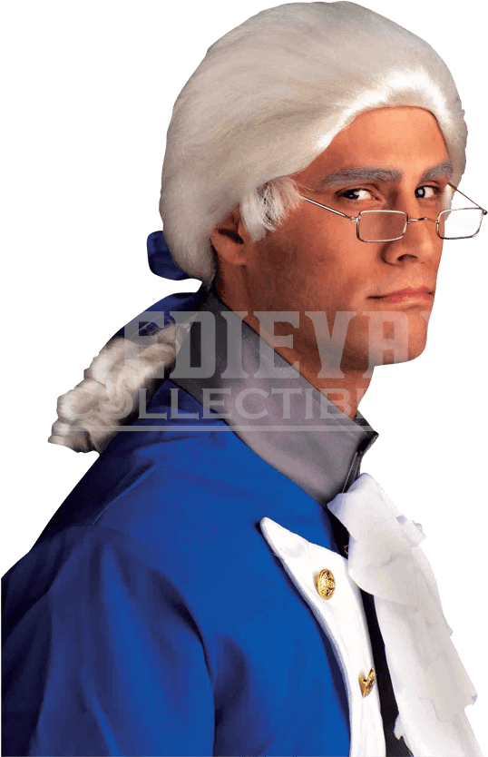 Download Historical White Wig - Founding Father Low Ponytail PNG Image ...