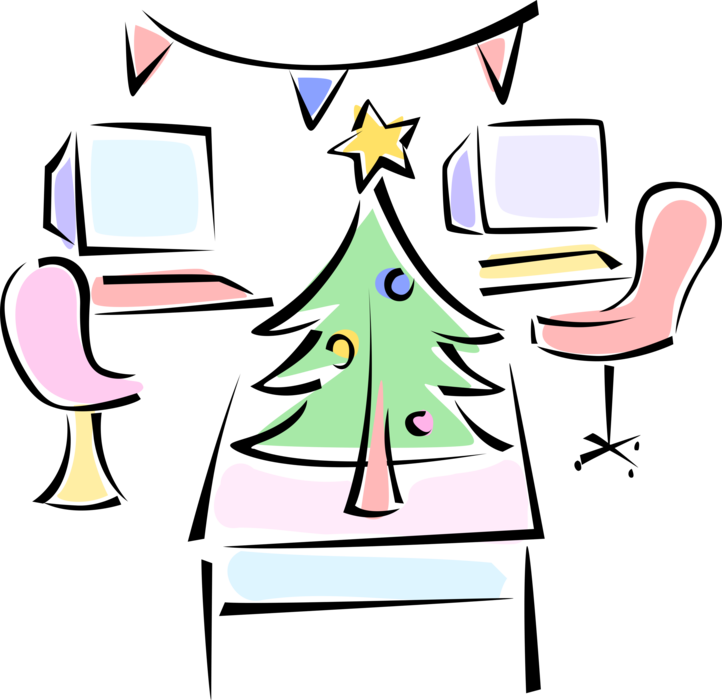 Vector Illustration Of Festive Season Office Party - Christmas Day ...