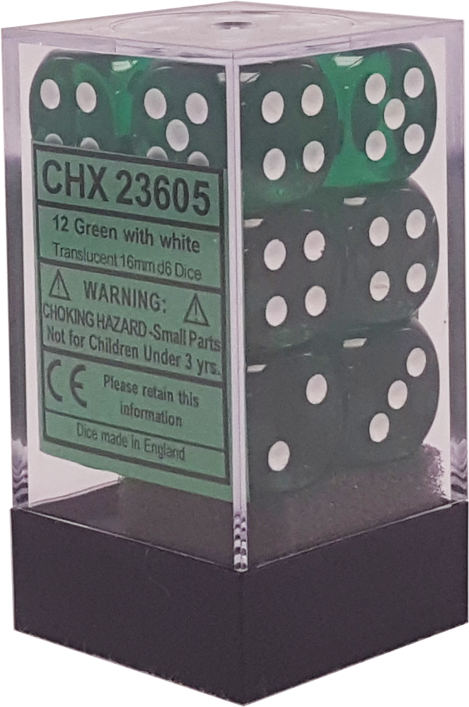 Download Translucent Green With White 16mm D6 - Dice Game PNG Image ...