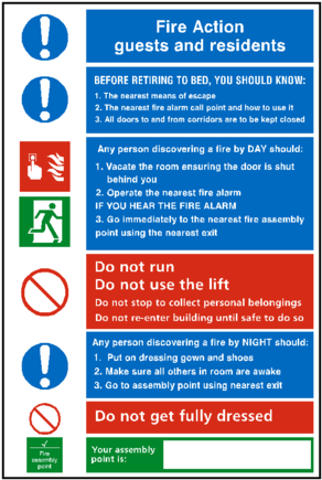 Download General Fire Action Notice Sticker - Hotel Room Safety Signs ...