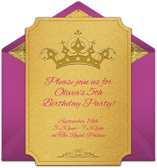 Free Birthday Party Invitation With A Princess Crown - Chrismukkah ...