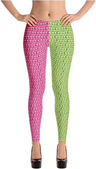 Download Apple Blossom Pink & Green Cat Leggings - Sotavi Deep Pink ...