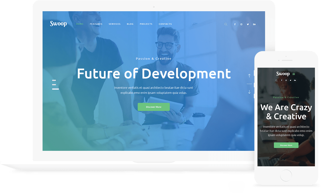 Download Swoop Web Studio & Creative Agency Wp Theme - Iphone PNG Image with No Background ...
