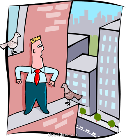 Download Business Man On Ledge Of Building Royalty Free Vector - Man On ...
