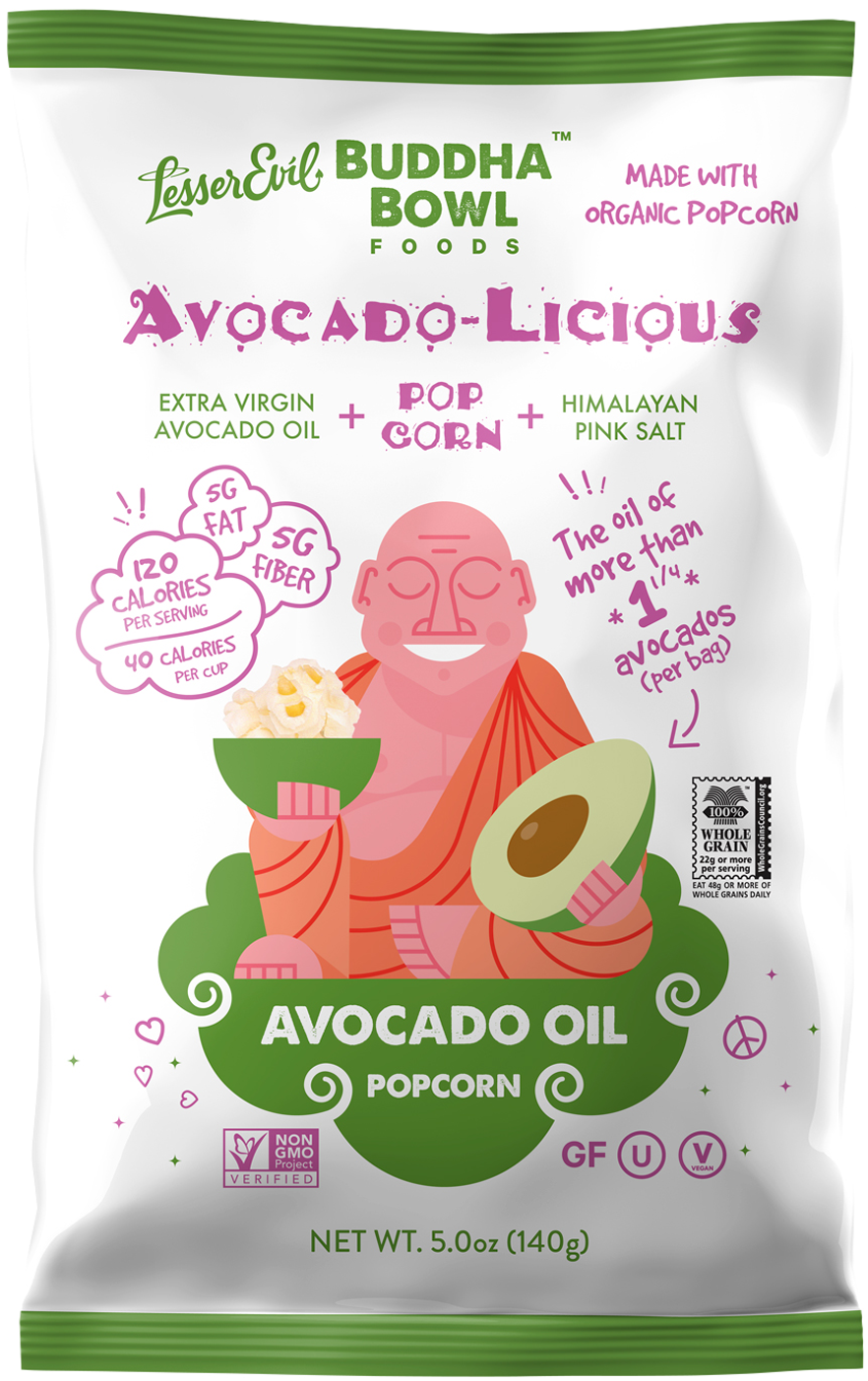 Download Lesser Evil Avocado Licious Popcorn - Buddha Popcorn PNG Image ...