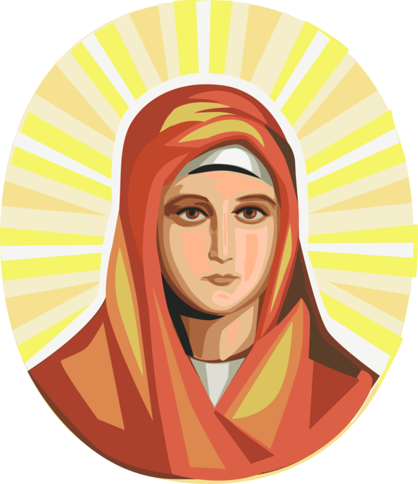 Vector Illustration Of Virgin Mary, Mother Of Jesus - Illustration ...