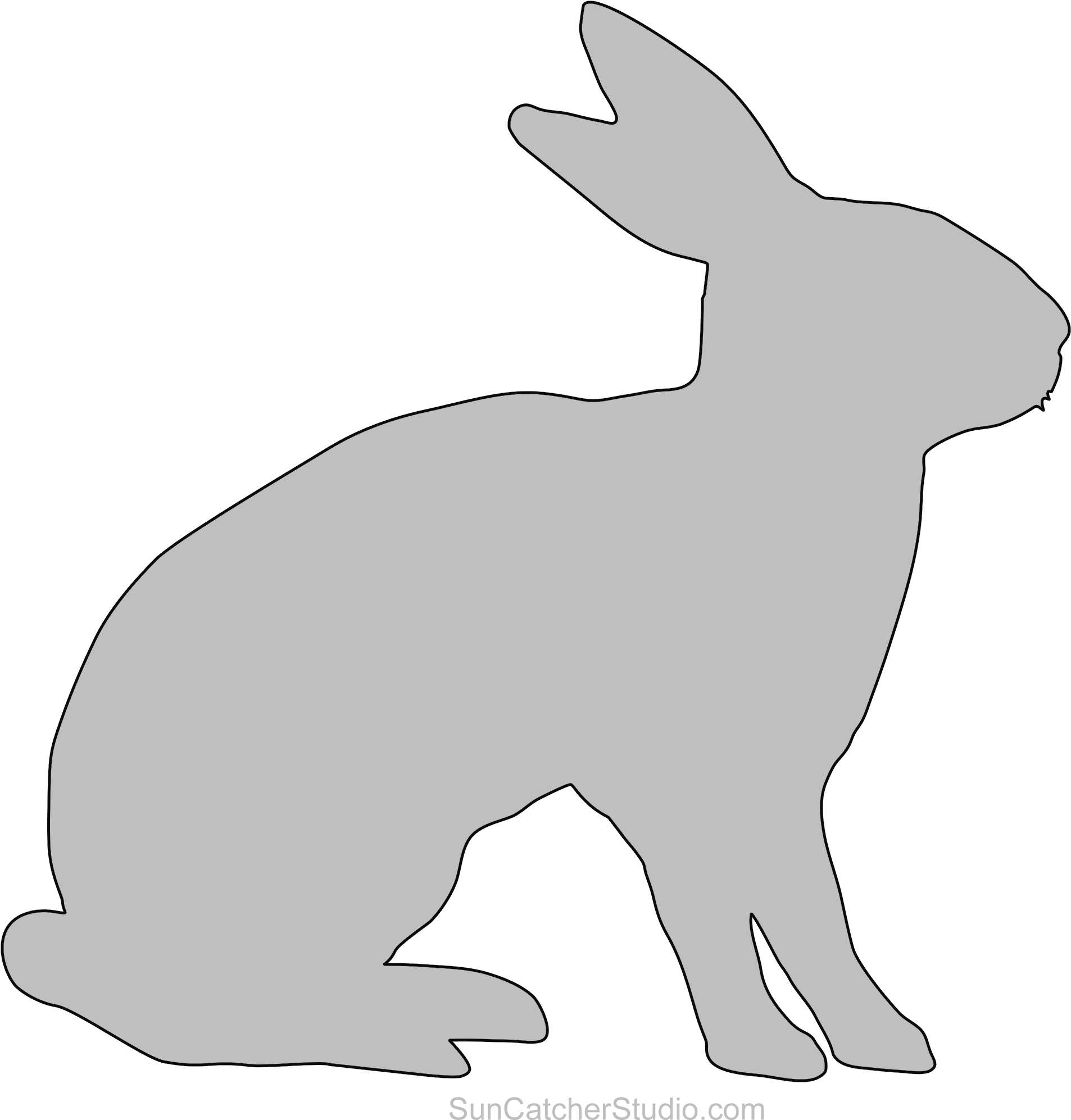 Rabbit Bunny Pattern Outline Clip Art Printable Downloadable - Dog ...