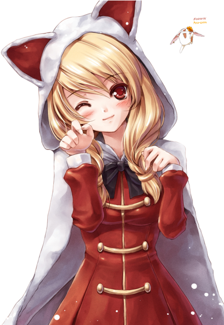 Download Anime Girl Blonde Anime Girl With Hoodie Png Image With No