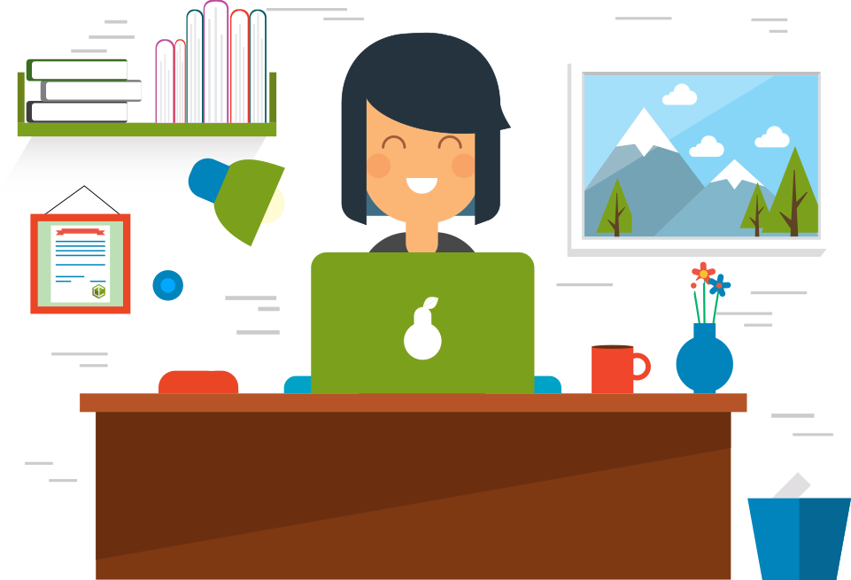 Download Try Deepcrawl - Happy Desk Worker Cartoon PNG Image with No ...