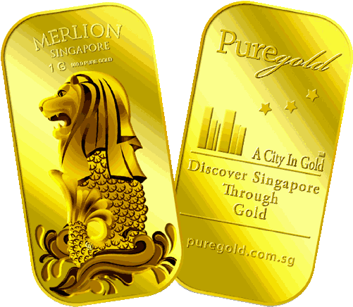 Download Gold Numismatic Puregold Merlion Gold Bar - Goldheart Gold Bar ...