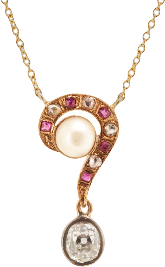 Download Yellow Gold, Diamond, Ruby And Pearl Question Mark - Time ...