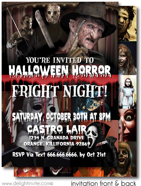 Classic Horror Movie Halloween Invitation Printable - Horror Movie ...