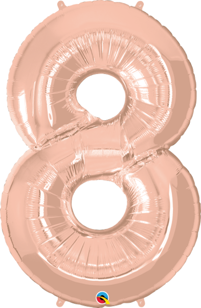 Rose Gold Number Eight 86cm Foil Balloon - Number Eight Gold Foil ...