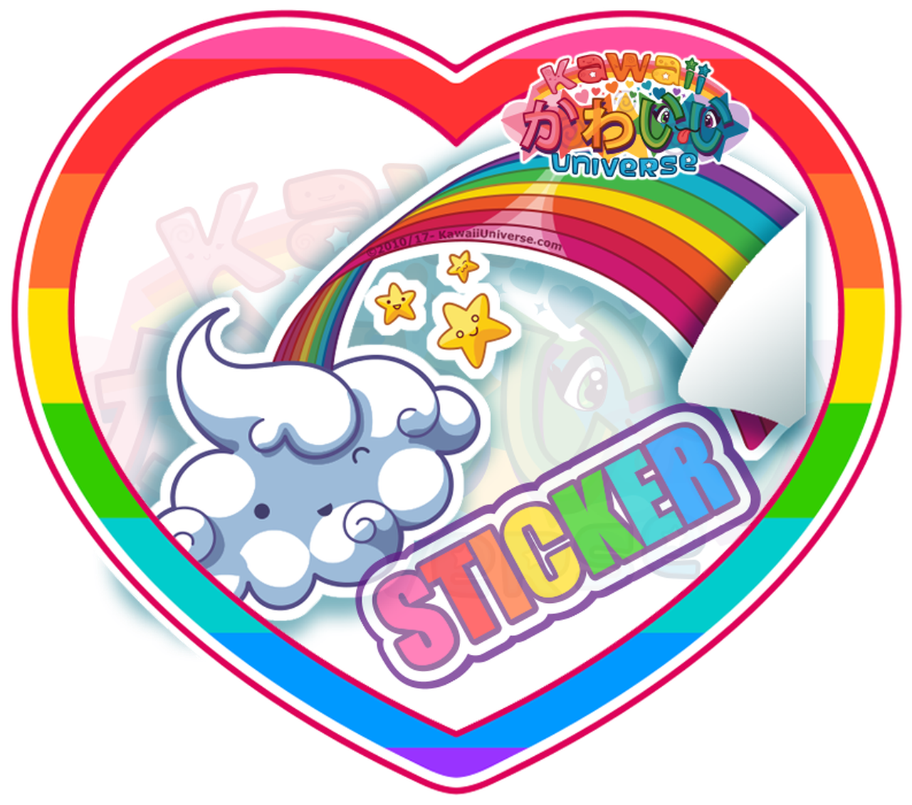 Download Cute Rainbow N Cloud Sticker - Kawaii PNG Image with No ...