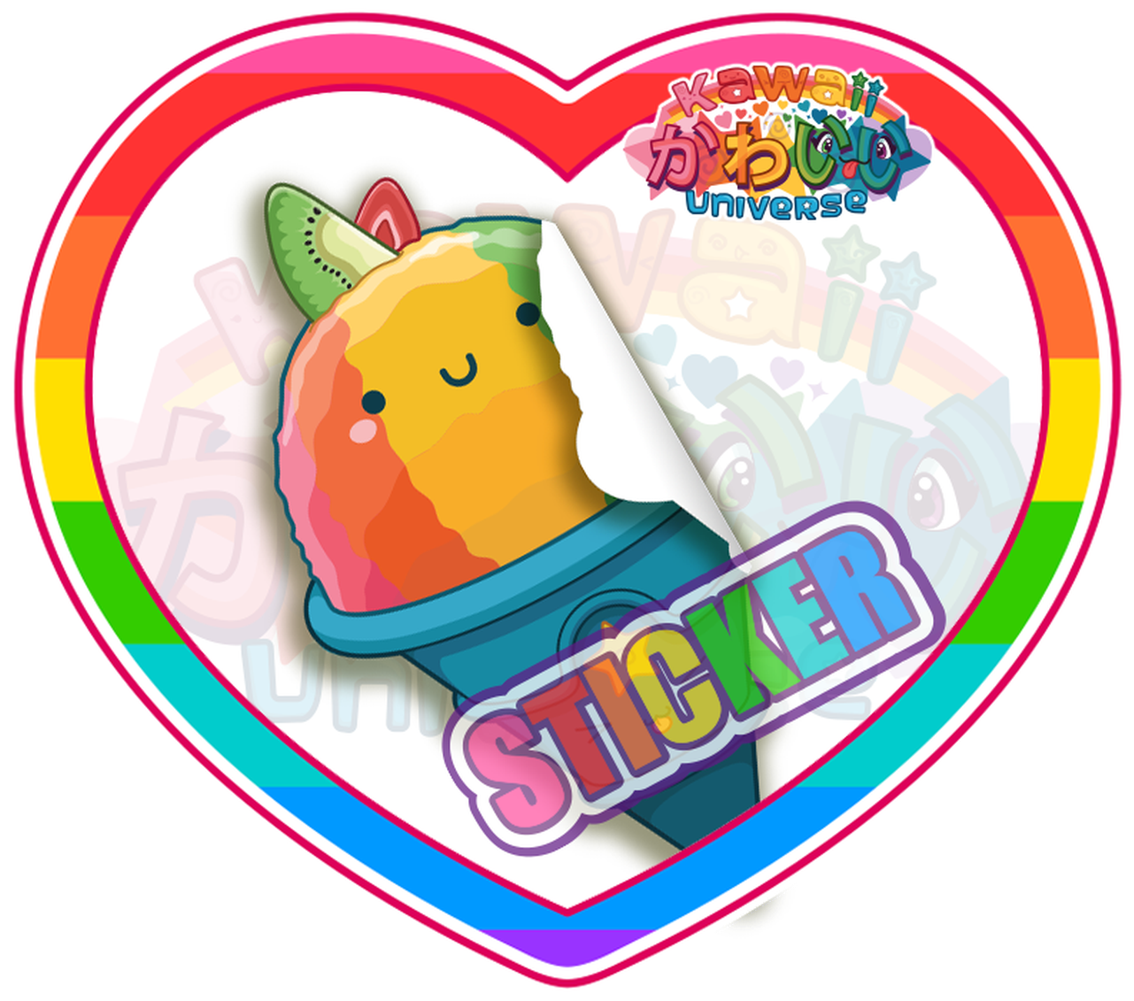 Download Cute Rainbow Shaved Ice Sticker - Kawaii Cute Png Sticker PNG ...