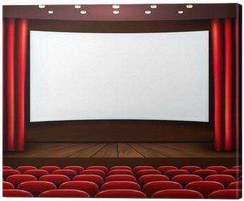 Download Cinema With White Screen, Curtain And Seats - Canvas Print PNG ...