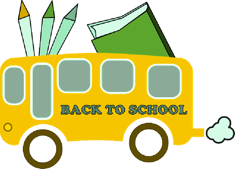 School Back Education Cartoon Bus Border Free - Back To School Clipart ...