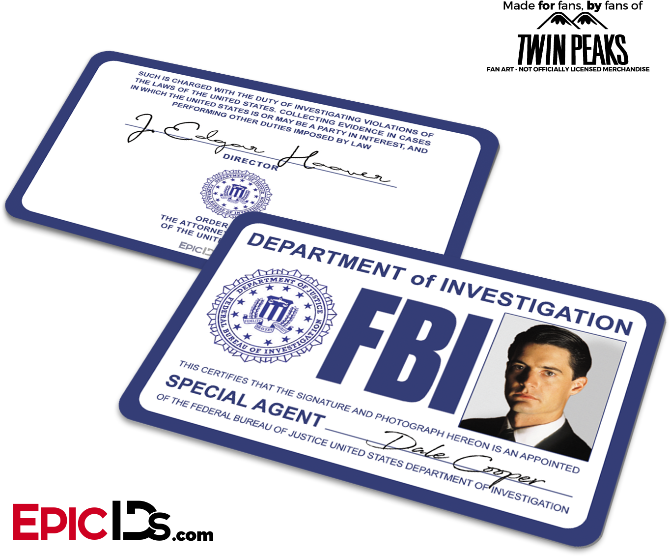 Special Agent 'twin Peaks' Fbi Cosplay Id Card - Dale Cooper Signature ...