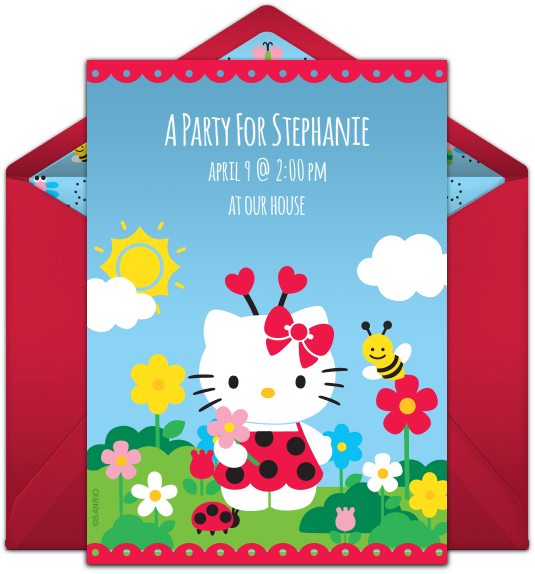 Hello Kitty Ladybug Invitation Template Hello Kitty Theme Birthday