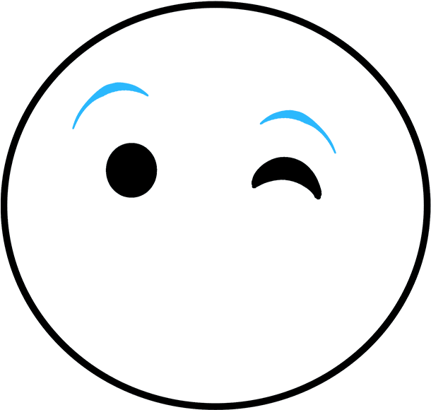 How To Draw Wink Emoji - Circle - Free Transparent PNG Download - PNGkey