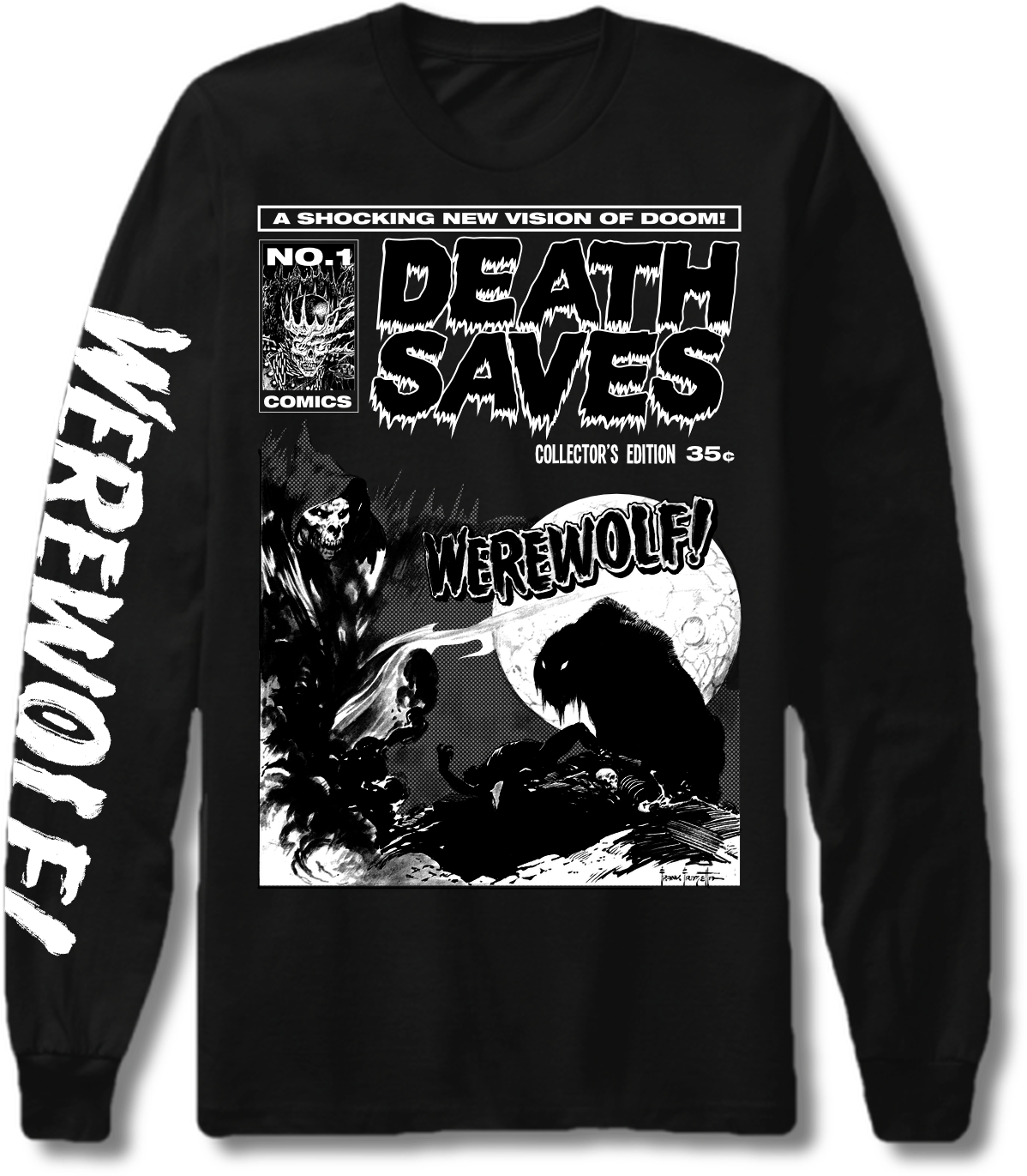 Download Frazetta Werewolf Black Ls T-shirt - Frank Frazetta Werewolf ...