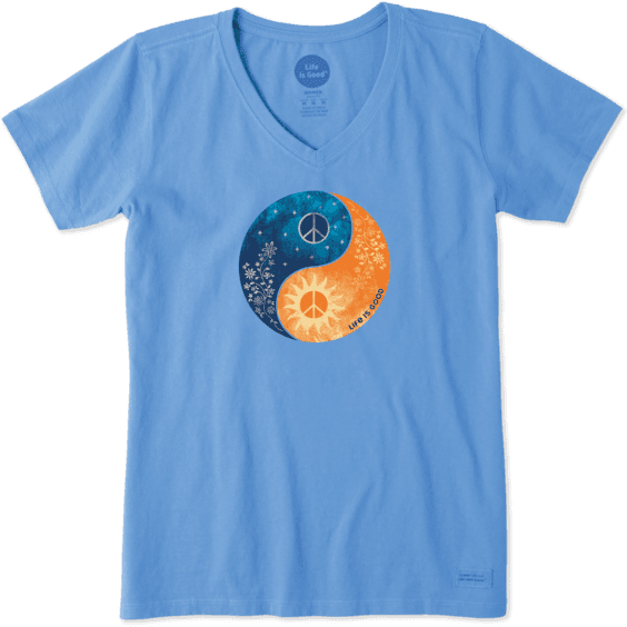 Download Women's Peace Yin Yang Crusher Vee - Life Is Good. Women's ...