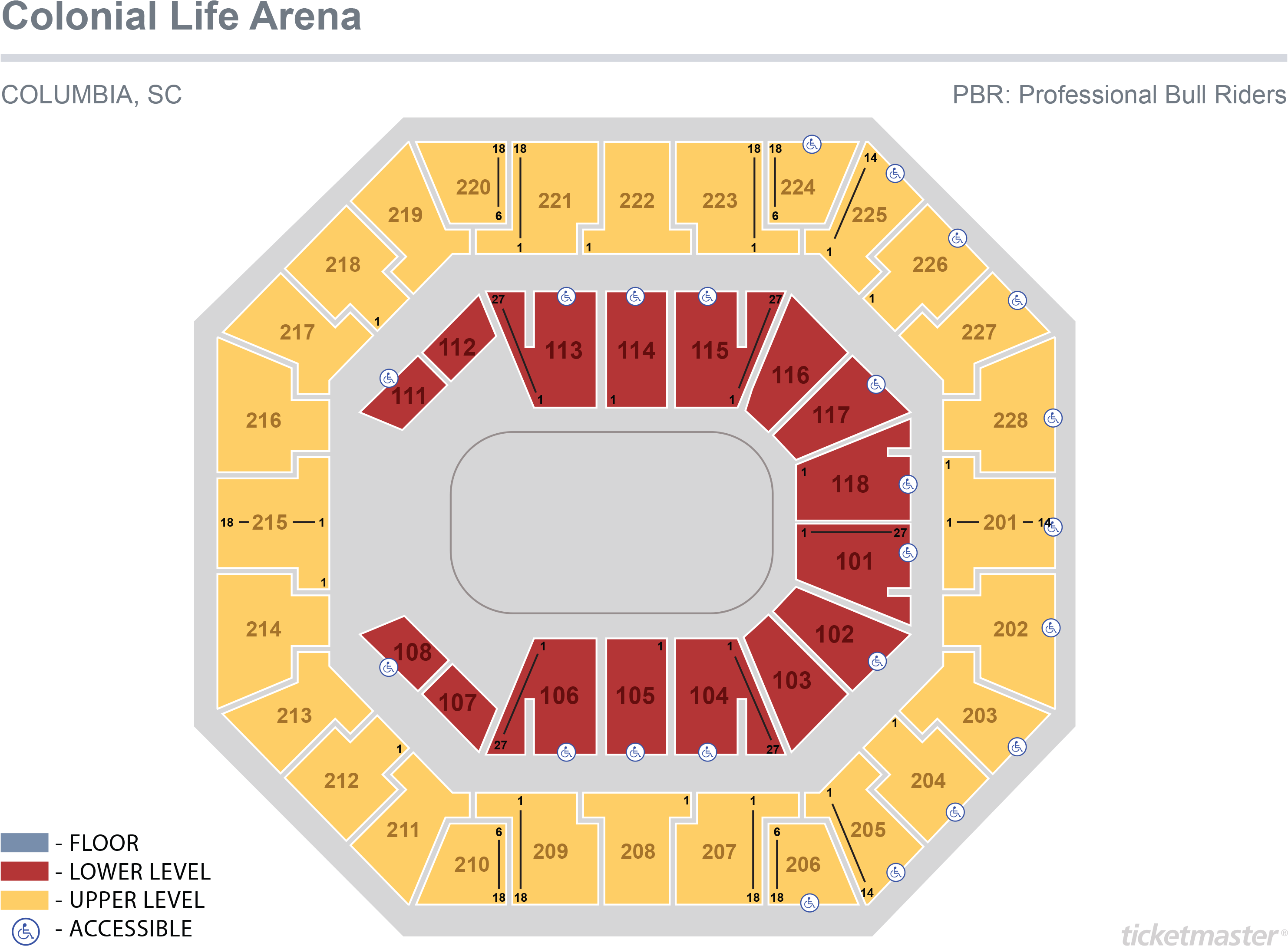 Download Pbr - January - Colonial Life Arena Detailed Seating PNG Image ...