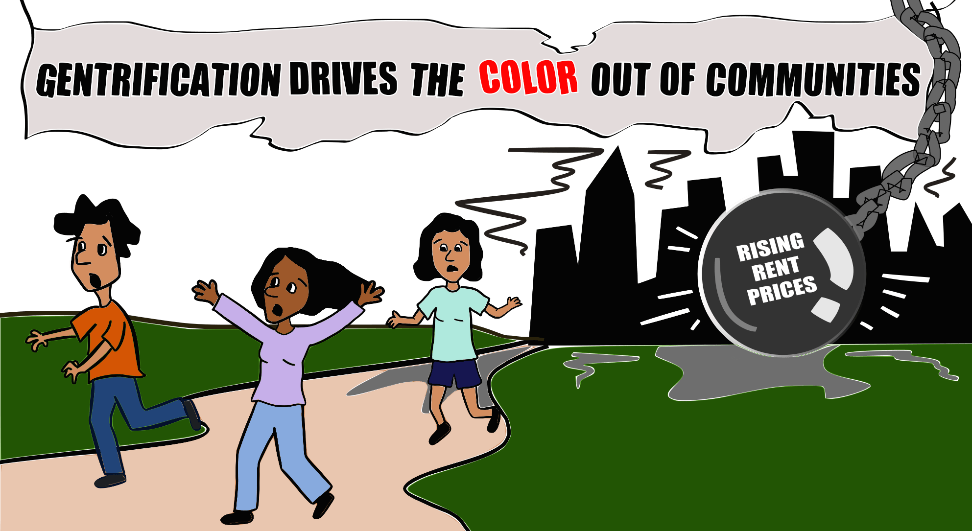 Download White Is Not A Color - Gentrification Protest Cartoon PNG ...