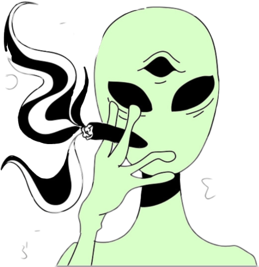 Download Alien Smoking A Joint Drawing PNG Image with No Background ...