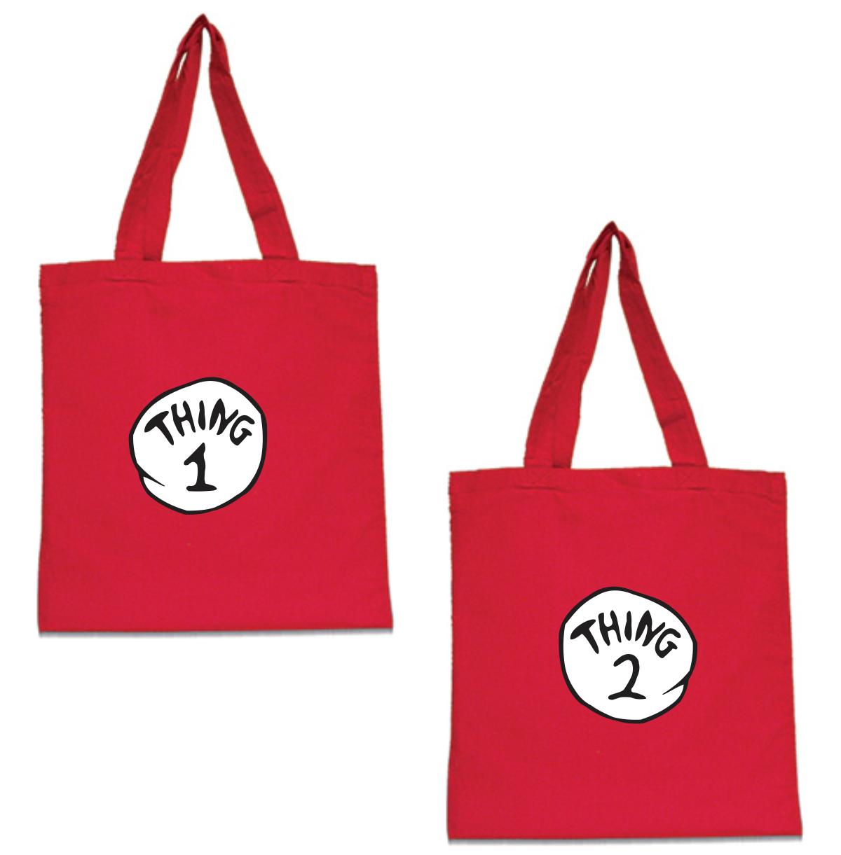 Download Thing 1 & Thing 2 Red Tote Bag Set For Twins - Tote Bag PNG ...