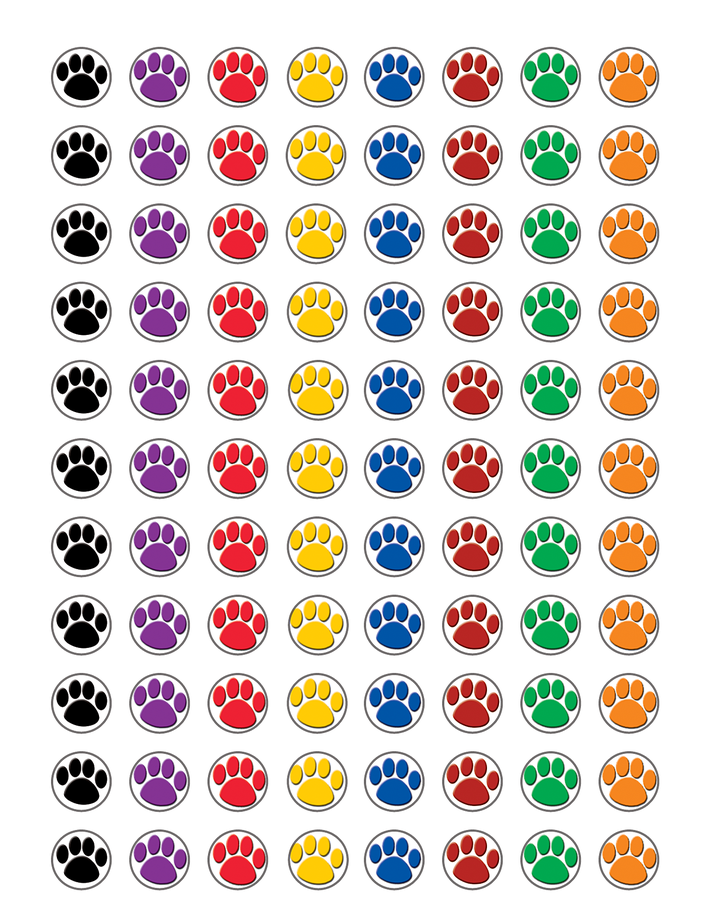 Colorful Paw Prints Mini Stickers Alternate Image A - 20 Pack Teacher ...