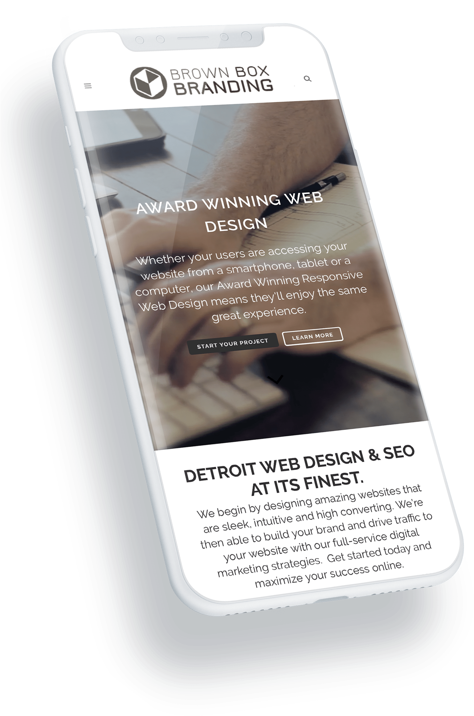 Download Detroit Web Design Mockup On Iphone - Iphone PNG Image with No ...