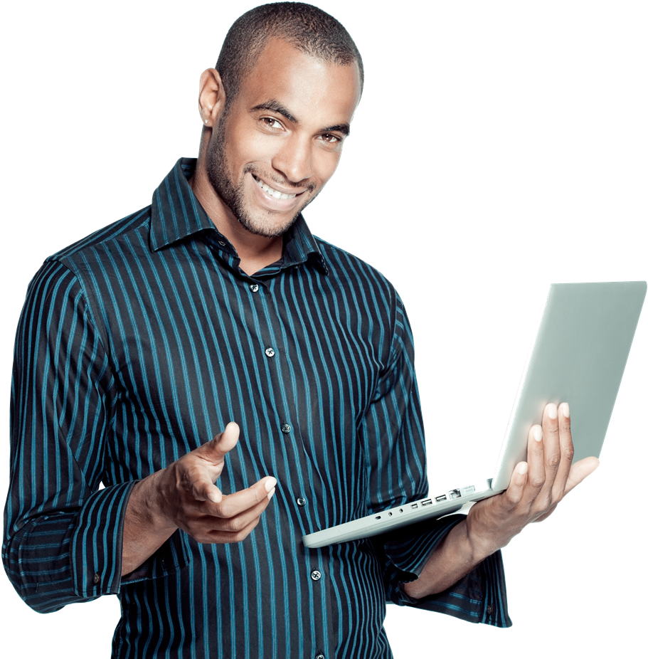 Download Image Is Not Available - Black Man With Computer PNG Image ...