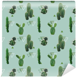 Geometric Cactus Plant Seamless Pattern - Illustration - Free ...