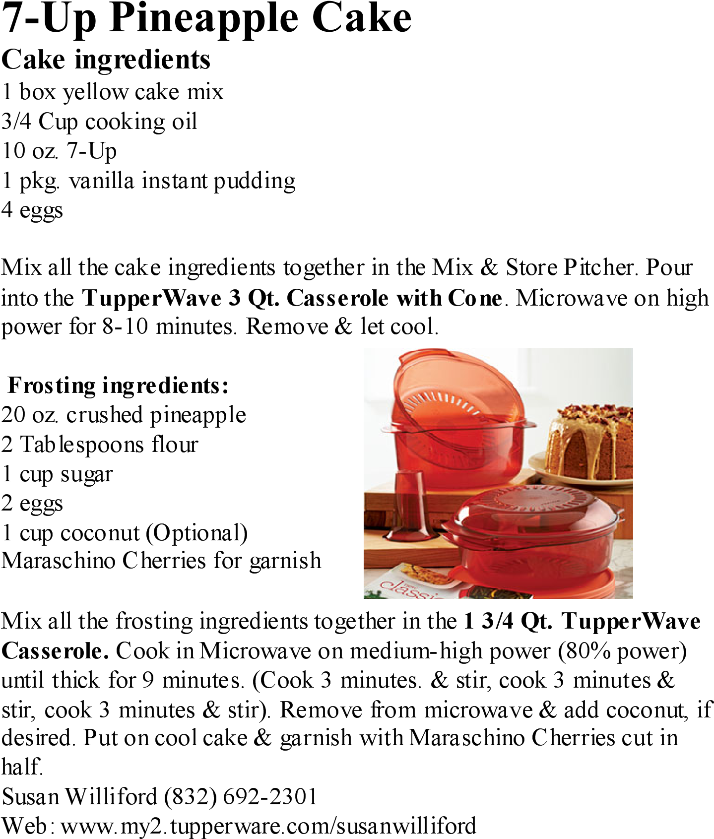 Tupperware 7 Up Pineapple Cake Make It In The Tupperware - Tupperware ...